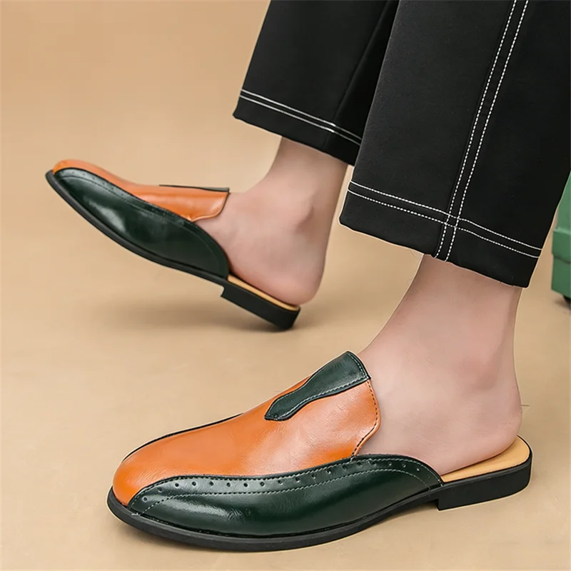 Fashion New Men's Mixed Color Half Slippers Shoes Summer Male Wedding ...
