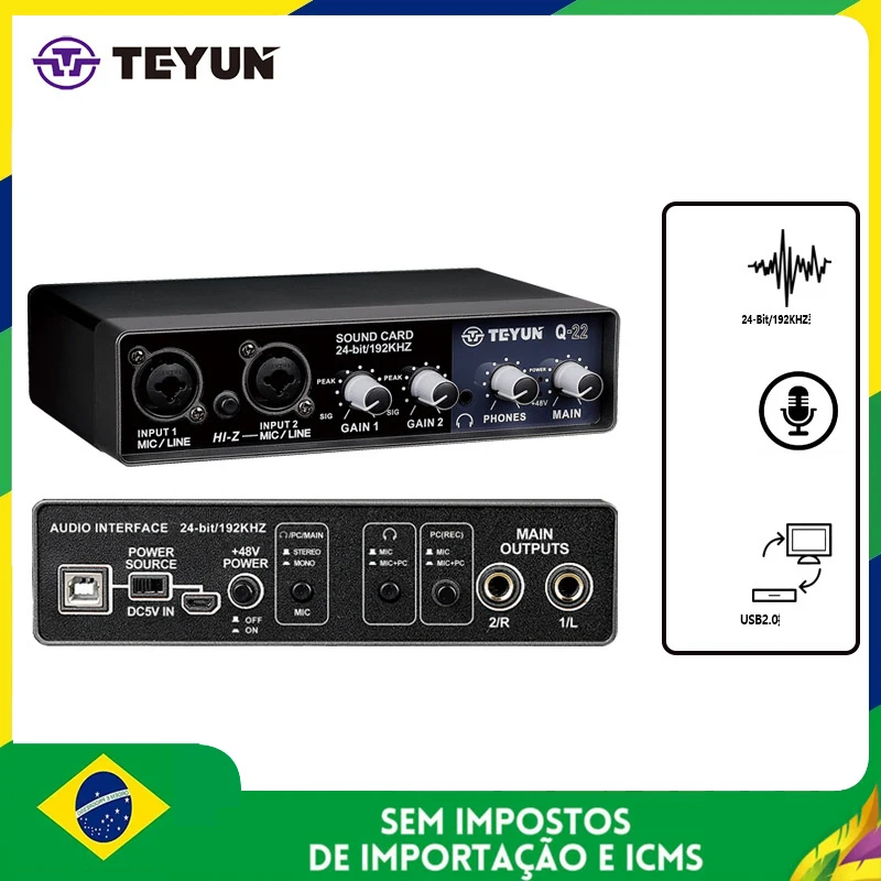 TEYUN-Profissional-USB-Interface-De-udio-Placa-De-Som-Com-Monitor-Grava ...