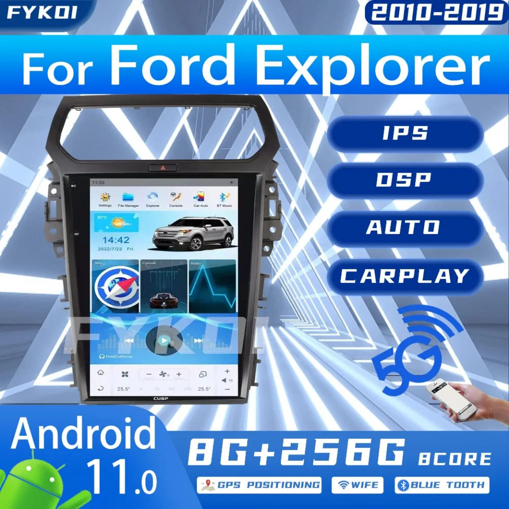 FYKOI-Qualcomm-For-Ford-Explorer-2010-2019-Car-Radio-Tesla-Style ...