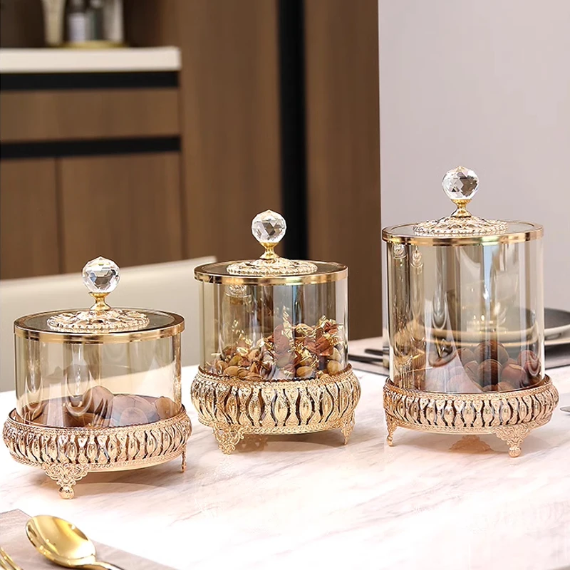 Luxury-Style-Gold-Crystal-Glass-with-Lid-Decorative-Storage-Jar ...