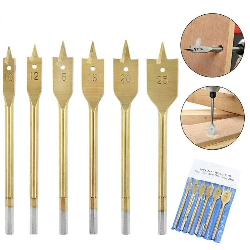 6pcs-3-Point-Woodworking-Flat-Drill-Hanging-Titanium-Plated-Wood-Plate ...