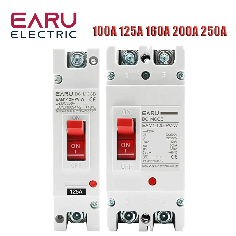 Earu EAM1-125PV 250V 500V DC Solar Molded Case Circuit Breaker MCCB Overload Protection Switch ...