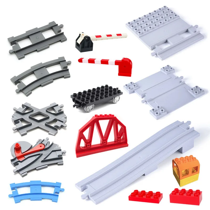 Vehicle Track Bricks Railway Big Building Blocks Trailer Rail Track ...