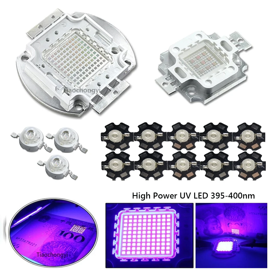 395nm UV Ultra Violet LED 3W 5W 10W 20W 50W 100W Chip High power LED ...