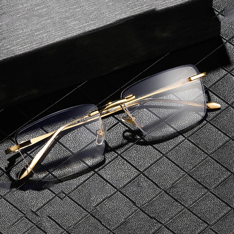 Fashion Anti Blue Ray Reading Glasses Rectangular Frameless Design ...