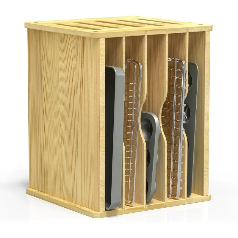 6 Tier Wooden Cabinet Tray Dividers, Kitchen Vertical Tray Divider ...