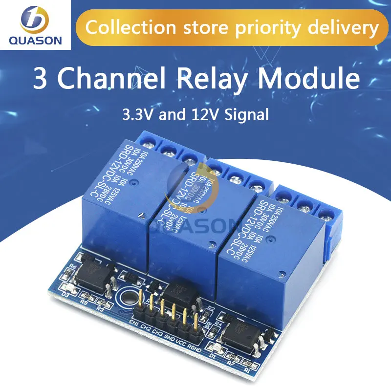 Three 3 Channel High-voltage Relay Module With Opto-isolated, Fully ...