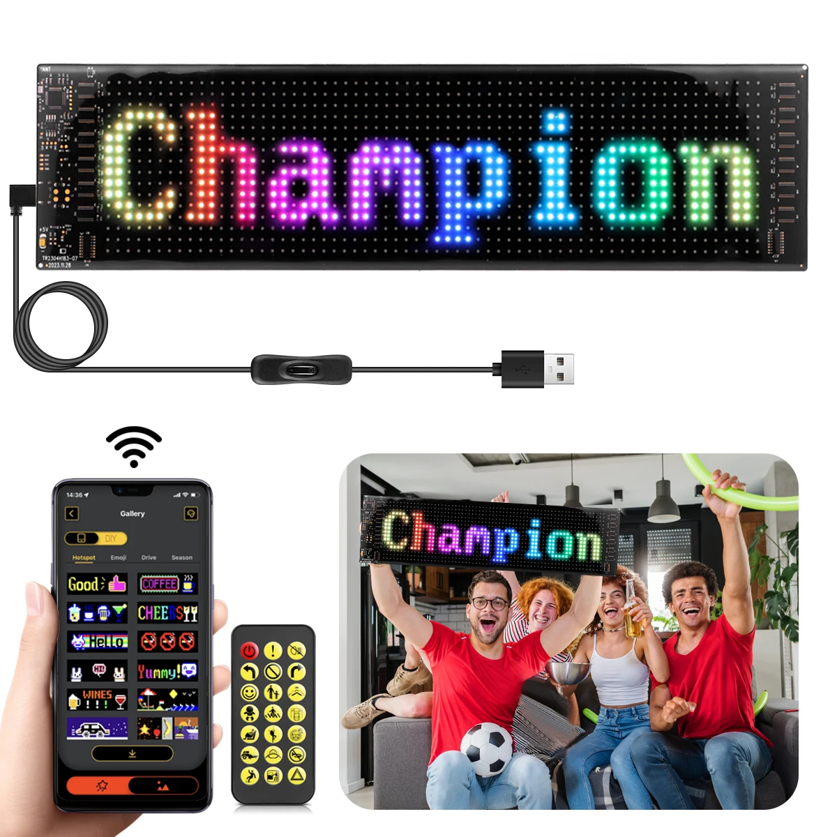 Bluetooth-Smart-USB-5V-LED-Pixels-Matrix-Panel-Light-RGB-Car ...