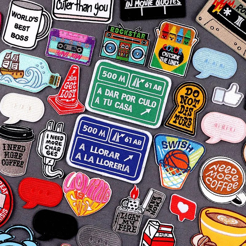 Road-Signs-Patch-Iron-On-Patches-For-Clothing-Thermoadhesive-Patches-On ...