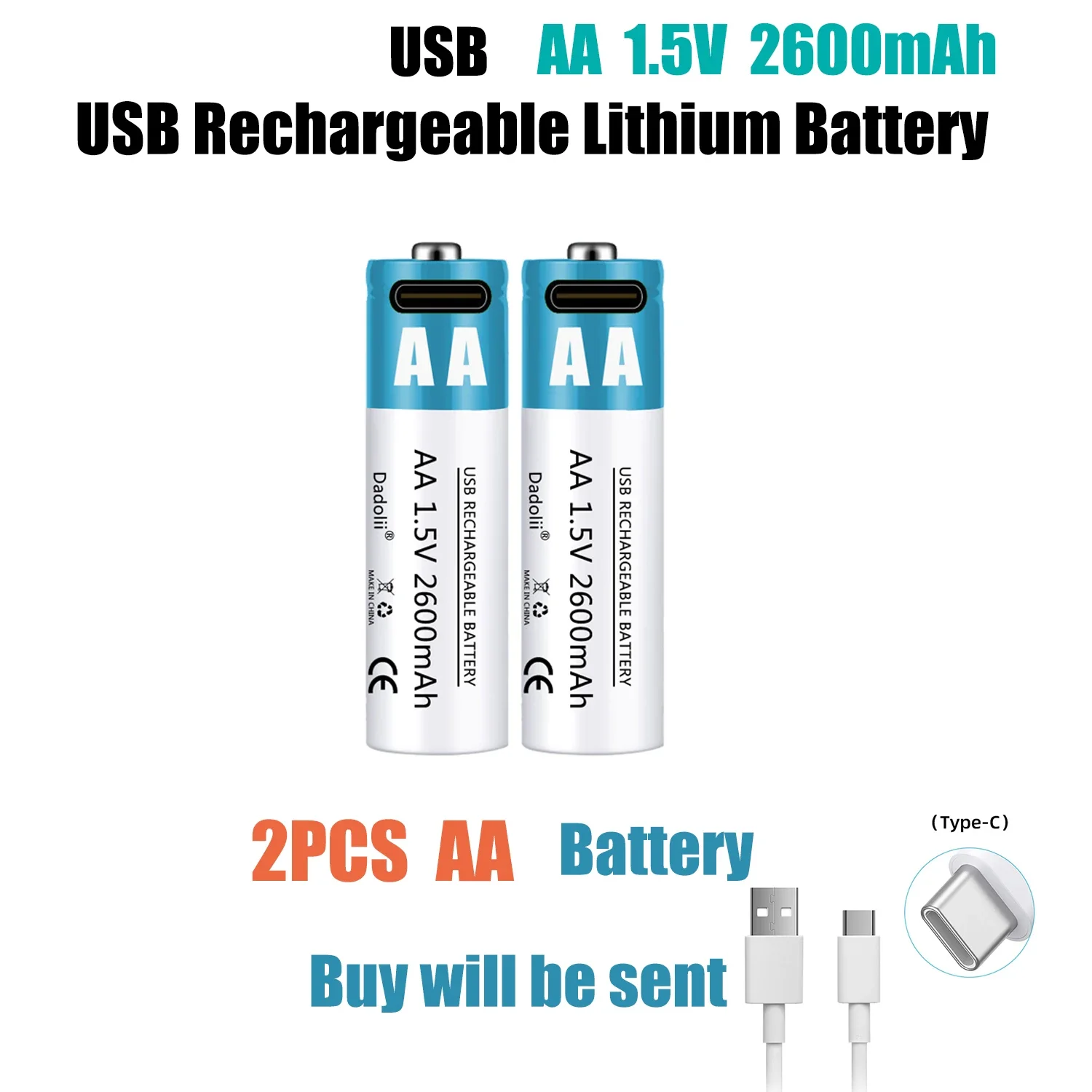 NEW-High-Capacity-USB1-5V-AA-2600mAh-Rechargeable-Li-ion-Battery-for ...