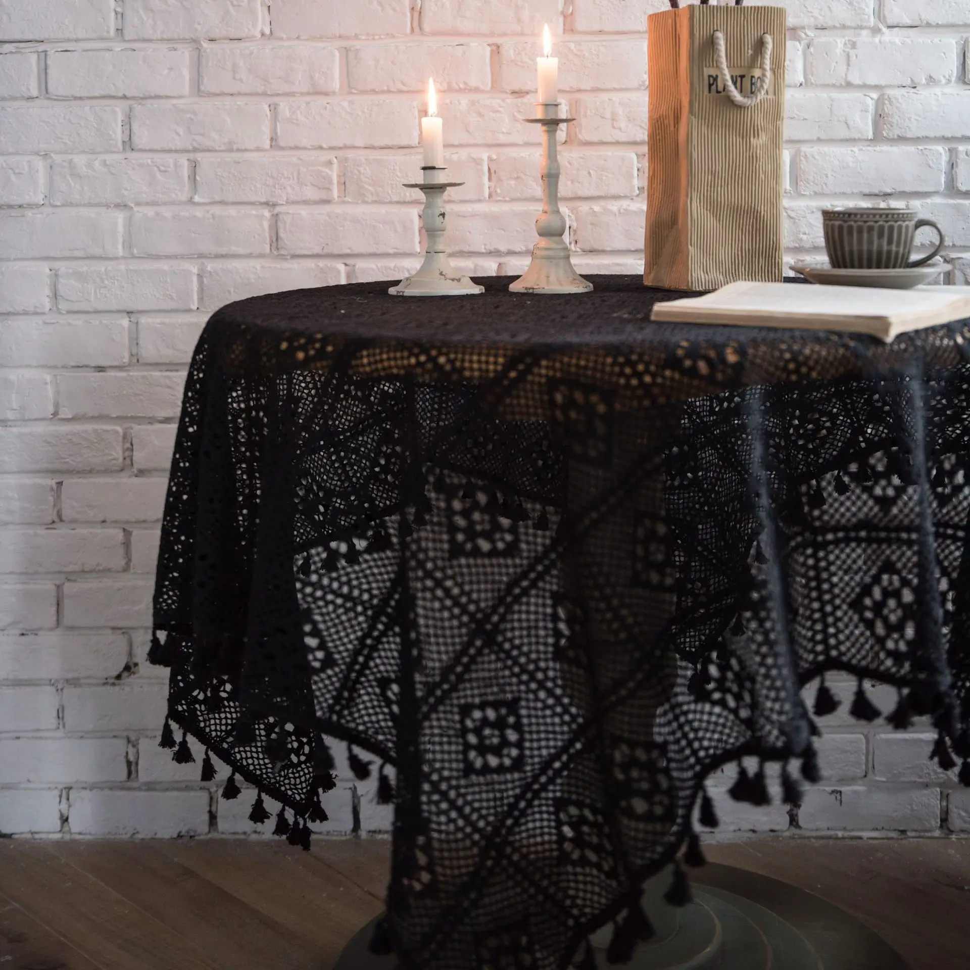 Gothic-Black-Lace-Tablecloth-Rectangle-Crochet-Knitting-Piano-Towel ...