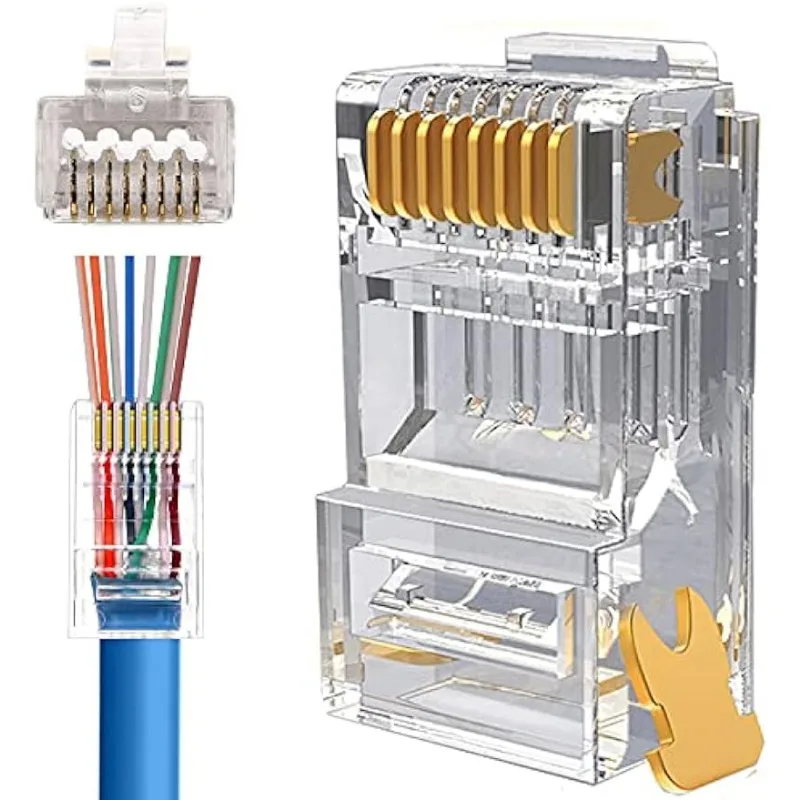 RJ45-Cat6-Cat6a-Pass-Through-Connectors-Gold-Plated-8P8C-Modular-Plugs ...