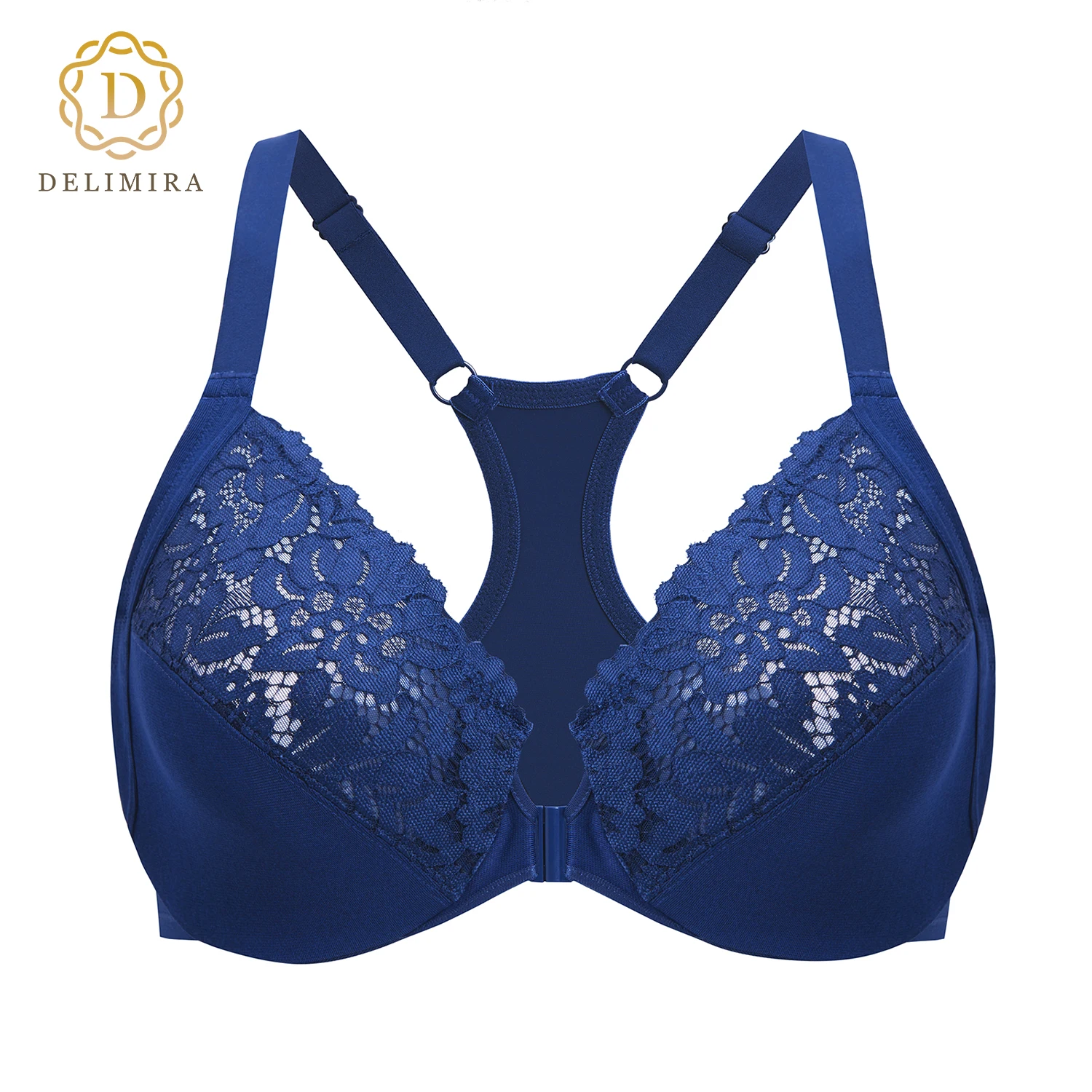 DELIMIRA-Women-s-Plus-Size-Front-Closure-Bras-Racerback-Lace-Full-Coverage-Underwire-Unlined ...