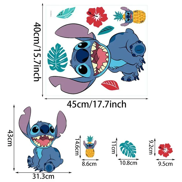 Disney Stitch Anime 3D Broken Wall Stickers Children's Room Decoration ...