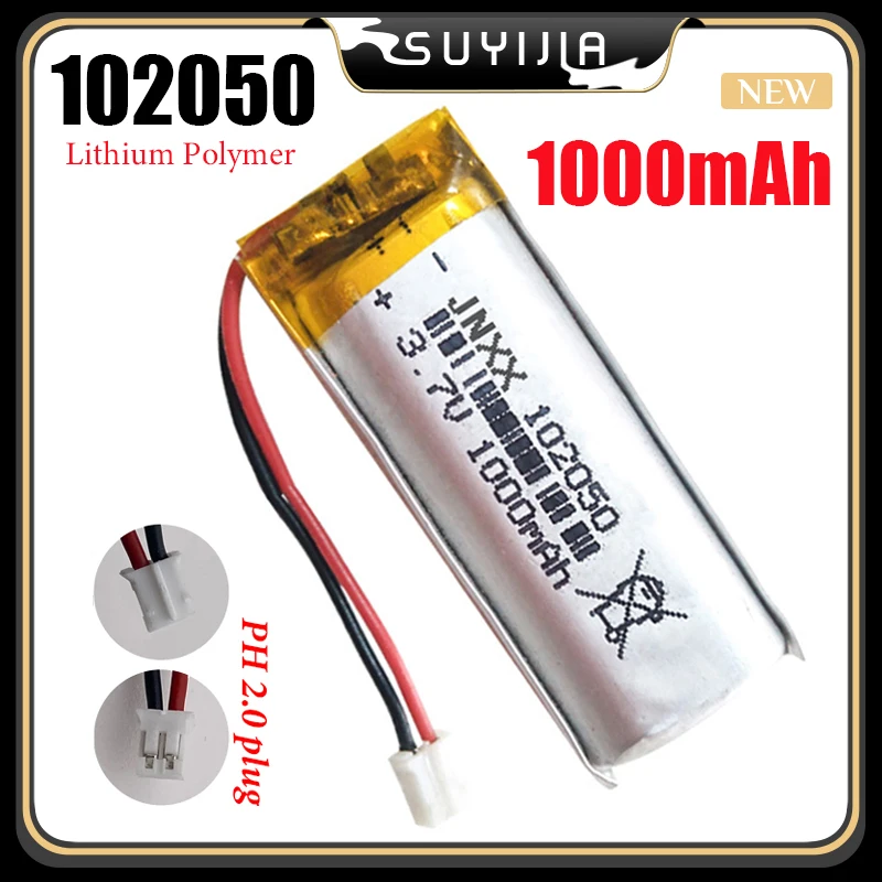 3.7V 1000mAh 102050 Lipo Cells Lithium Polymer Rechargeable Battery for ...