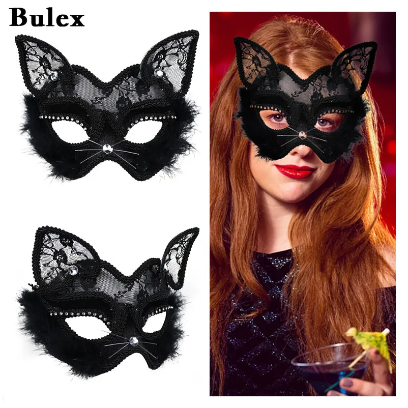 Venetian Cat Mask Masquerade | Black Cat Masquerade Mask | Mask Party ...