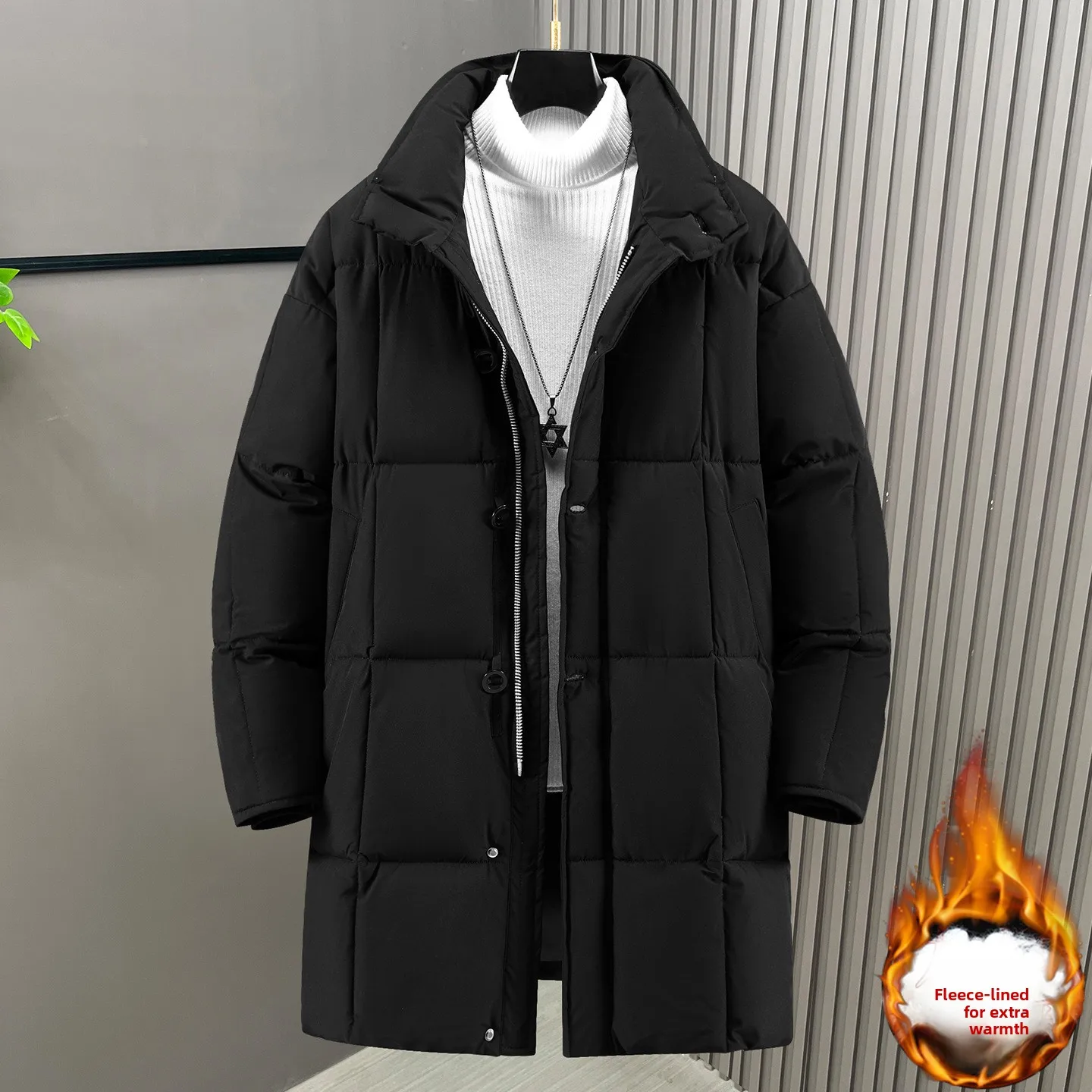 New style men's winter Korean-style mid-length cotton coat fashionable ...