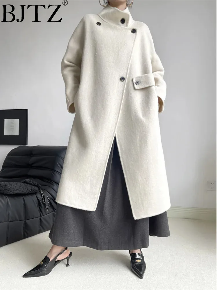 BJTZ-Fashion-Loose-Temperament-Elegant-Designer-Woolen-Coat-For-Women-2024-Autumn-Winter-New-Mid ...