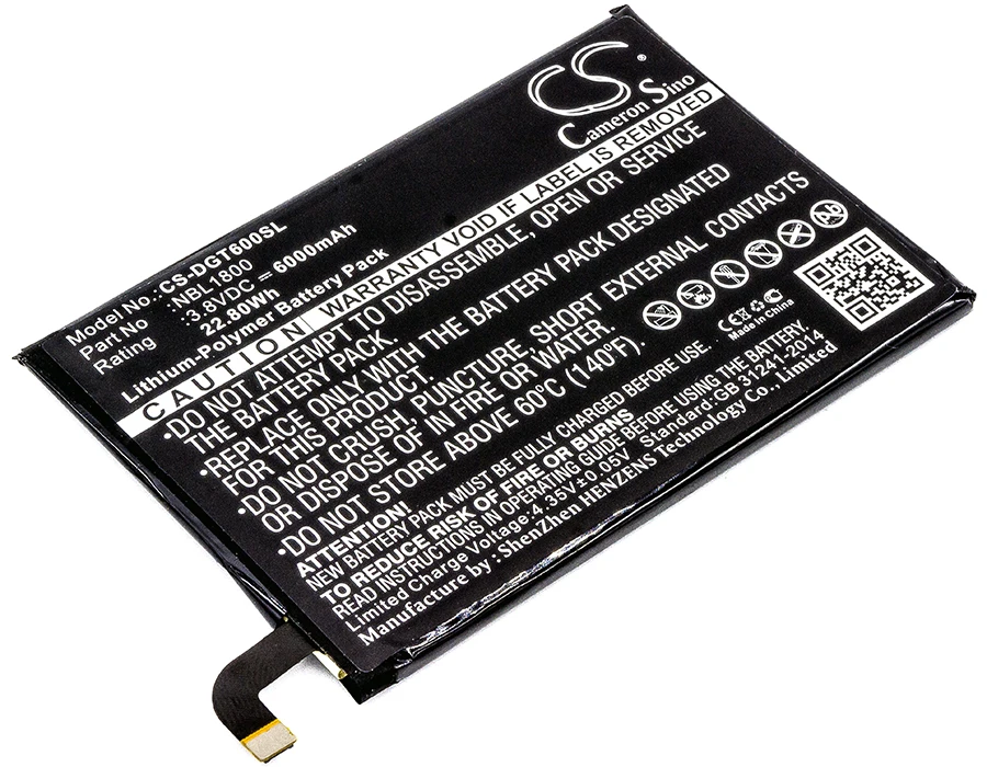 Cs 6000mah / 22.80wh Battery For Doogee Homtom Ht6, T6, T6 Pro Nbl1800 ...