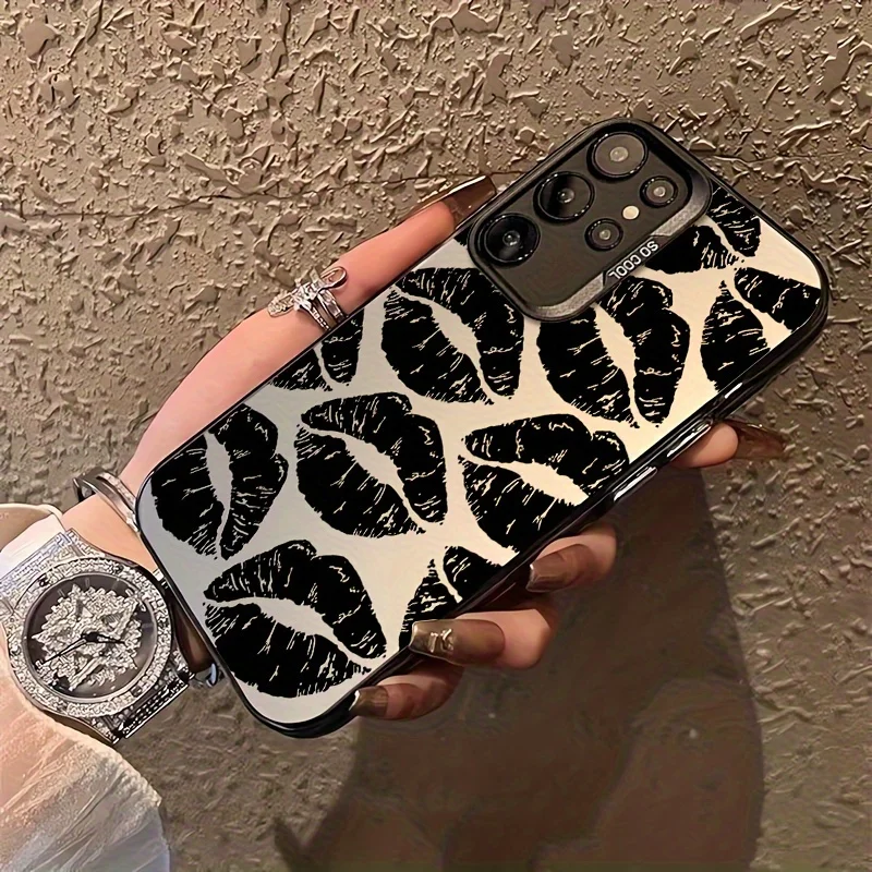 Coque de téléphone à motif lèvres noires sexy pour Samsung A55 5G A54 ...