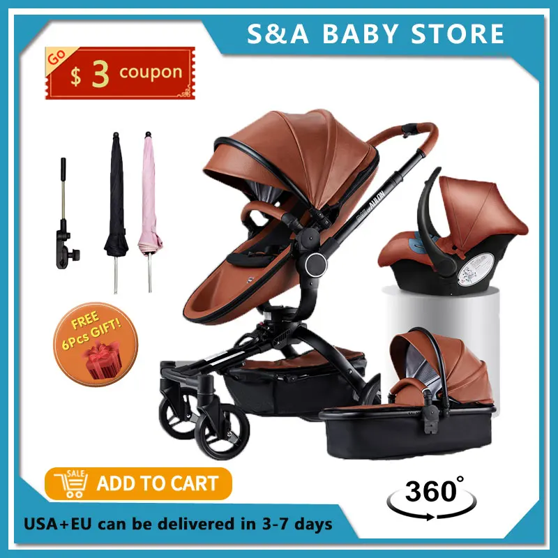 Fast and Free Return Pram Aulon 3in1 Baby Stroller 2 in 1 High land ...