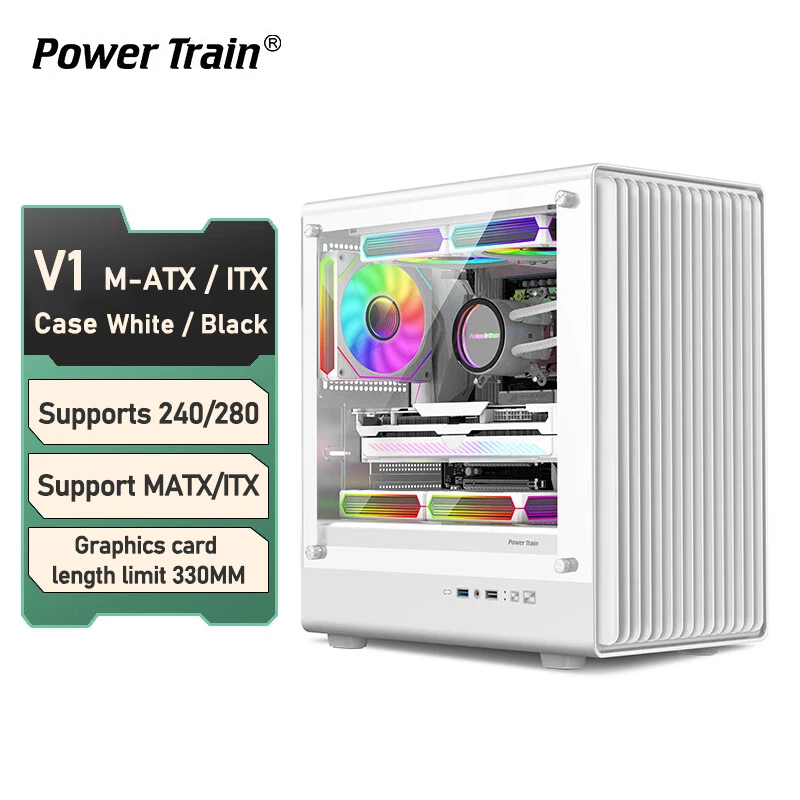 Power-Train-V1-MATX-ITX-Chassis-Desktop-Computer-Side-Transparent-Glass ...