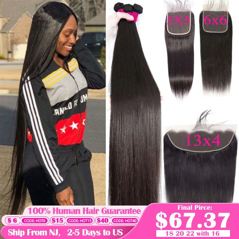 13x4 Lace Frontal With 3 Bundles | 40 inch Bundles Frontal Straight ...
