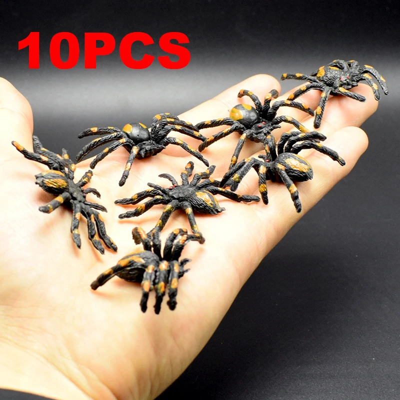 HOT SALE 10pcs Simulation Yellow Flower Spider Realistic Fake Spider ...