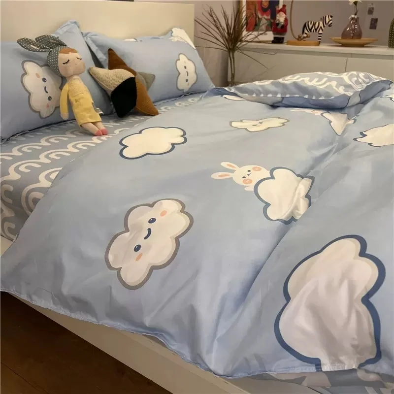 Cute-White-Duck-Bedding-Set-Soft-Home-Textile-Queen-King-Size-Flat-Bed ...