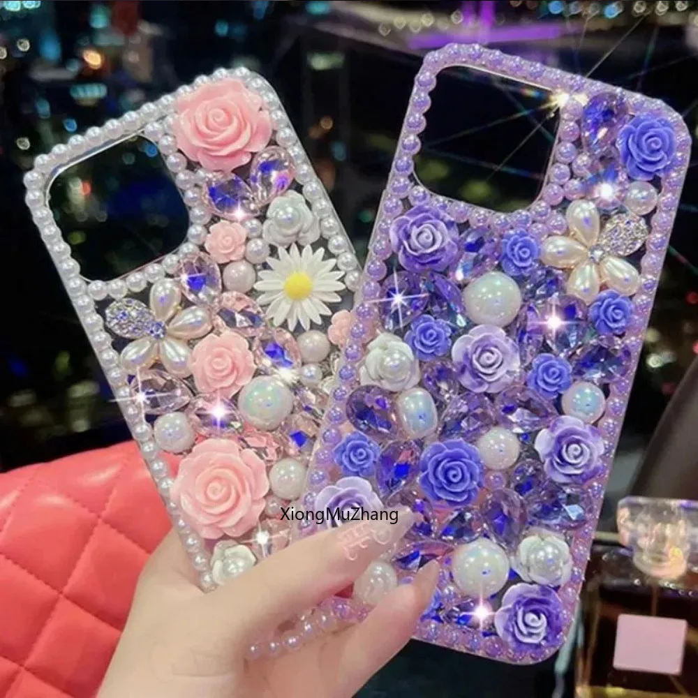 Fashion-Handmade-Full-Bling-Diamond-Pearl-Flower-Case-Custom-for-Huawei ...