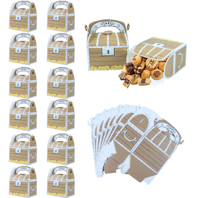 12/24pcs Pirate Treasure Chest Treat Boxes Pirate Kid Birthday Party ...