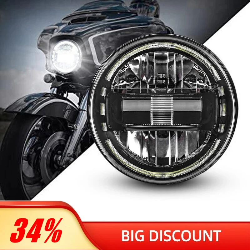 Harley 7 Inch Motorcycle Motorcycle Led Headlight - Black/chrome 7 Inch ...