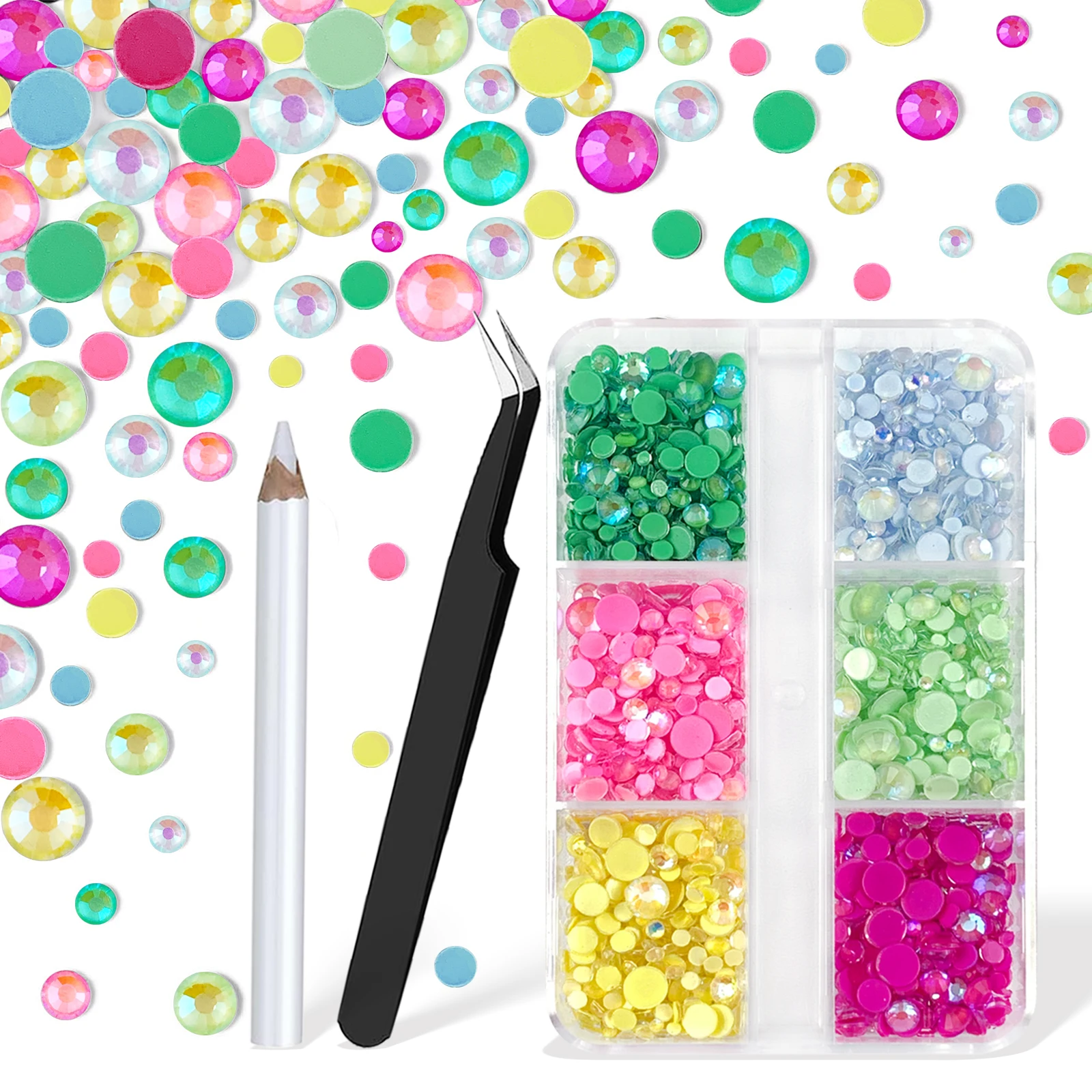 Glitter-Noctilucent-Rhinestones-Luminous-Crystal-Flatback-Non-Hot-Fix ...