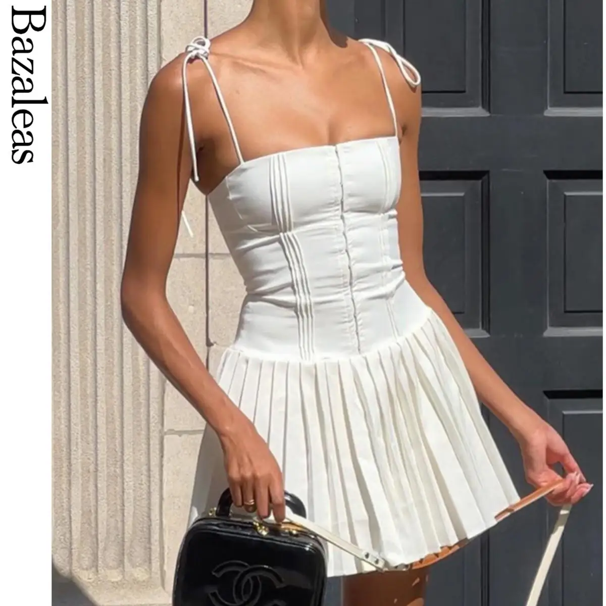 Traf-Bazara-Vestido-corto-plisado-con-tirantes-para-mujer-minivestido ...
