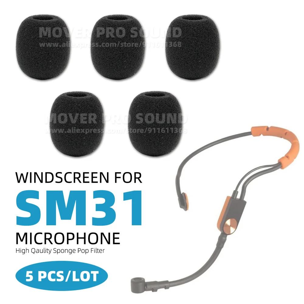 5pcs-Lot-Headworn-Pop-Filter-Headset-Mic-Cover-Shield-Foam-For-SHURE-SM ...