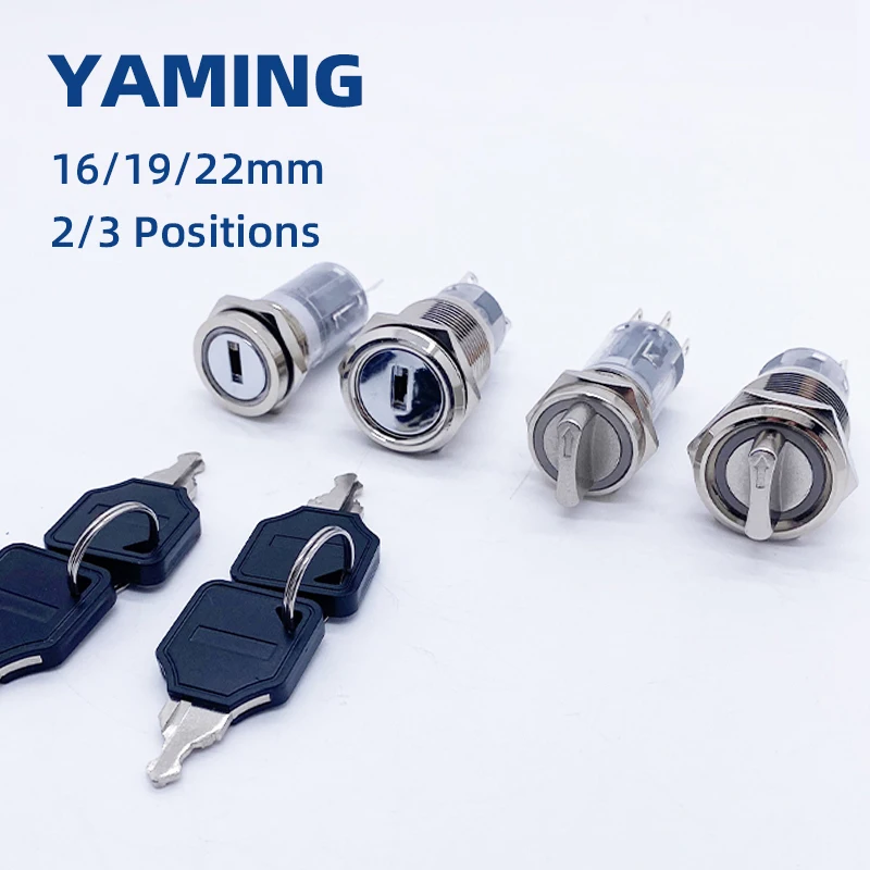 16-19-22mm-Metal-Push-Button-Key-Switch-2-3-Positions-Rotary-Buttons ...