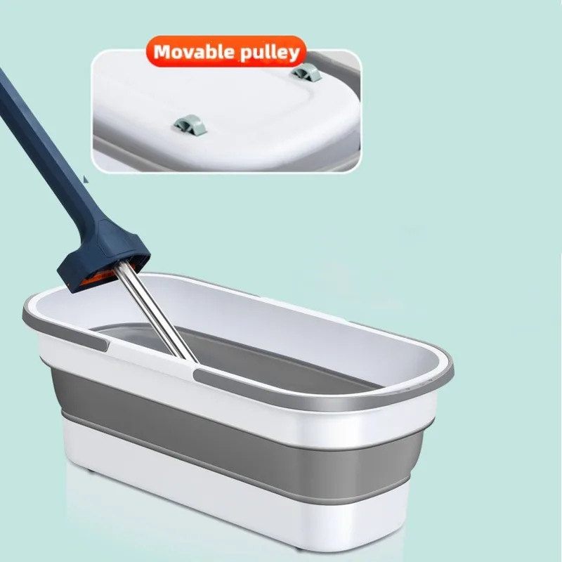 54cm Folding Bucket Mop Bucket Portable Collapsible Bucket With Wheel ...