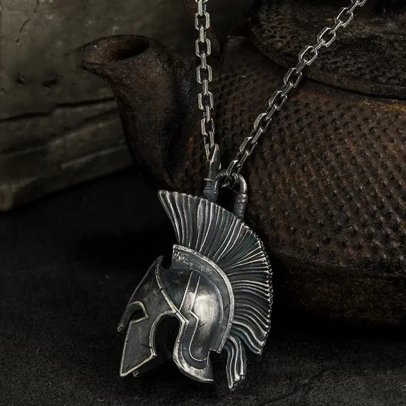Spartan-Helmet-Necklace-Pendant-Punk-Rock-Mens-Chain-Hip-Hop-Rider ...