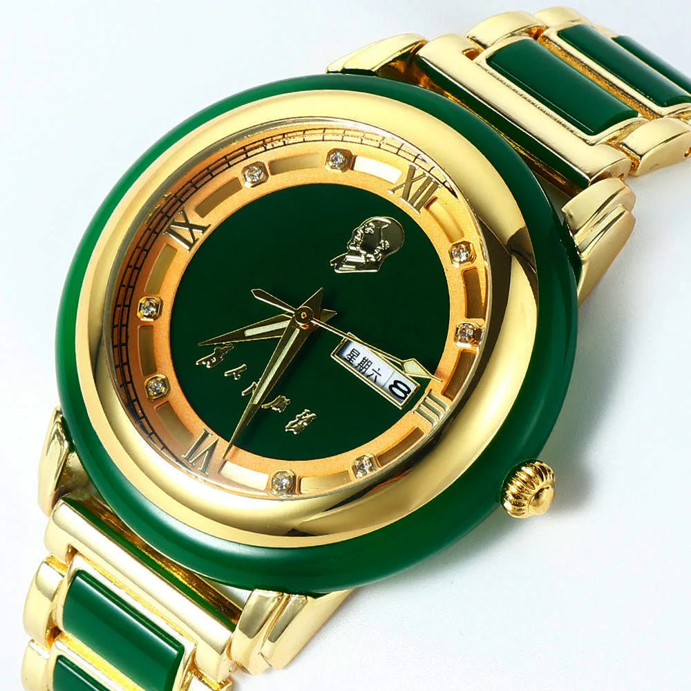 Jade-Stone-Watch-Quartz-Wristwatch-Clock-Male-Luxury-Green-White ...