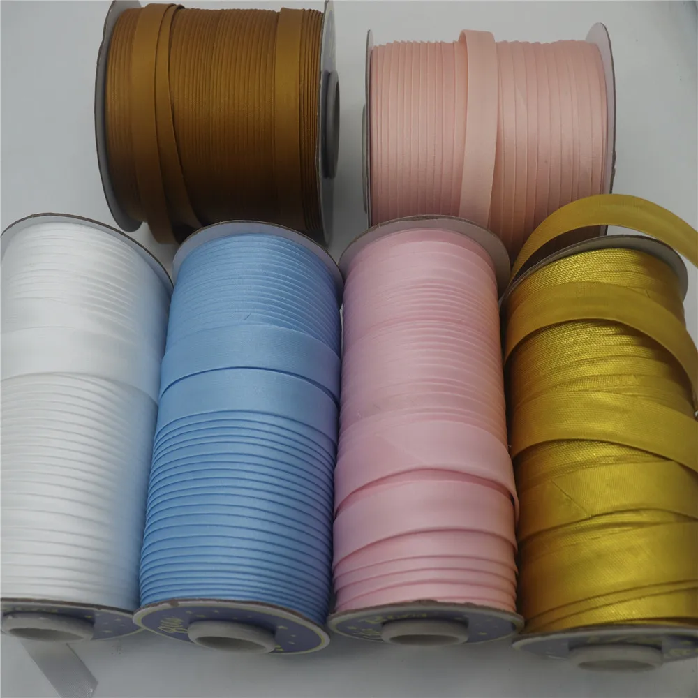 5 Yards Polyester 5/8"(15mm) Satin Bias Tape Ribbon Binding Solid Color ...