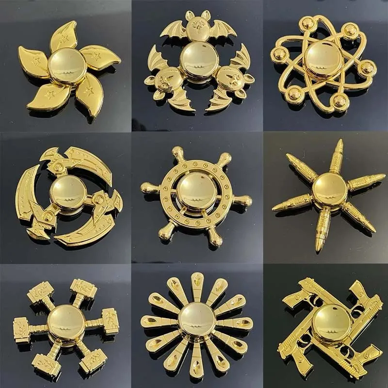 10-Style-Gold-Fingertip-Gyro-Toys-Creativity-Hand-Spinner-Zinc-Alloy ...