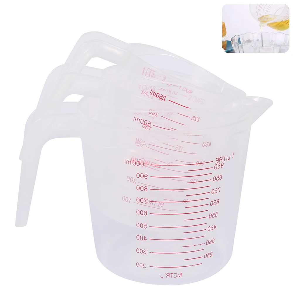 3pcs Measuring Cup 250ML/500ML/1000ML Plastic Measuring Cup Capacity ...
