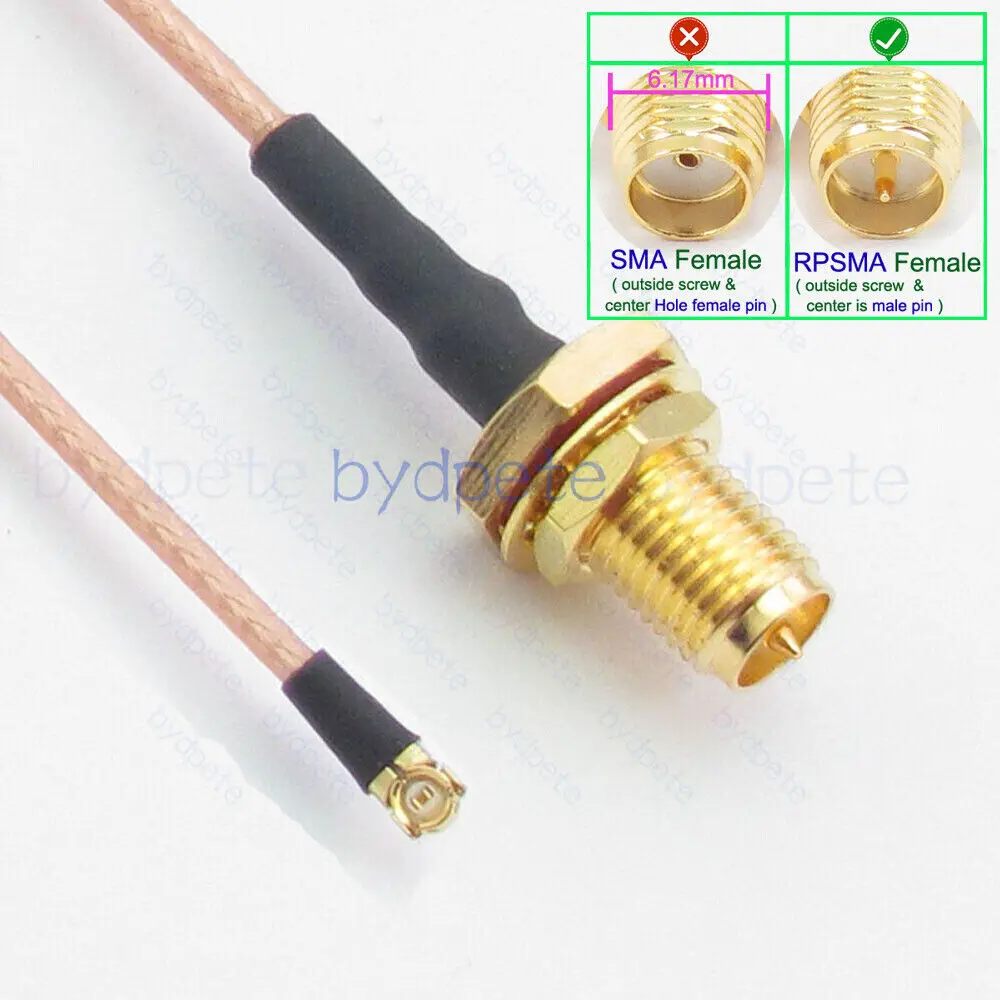 IPX-UFL-U-FL-Plug-Original-to-RP-SMA-Female-Bulkhead-D-Cut-Waterproof ...