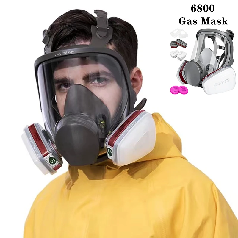 6800 Anti Fog Full Face Respirator Gas Mask Industrial Painting ...