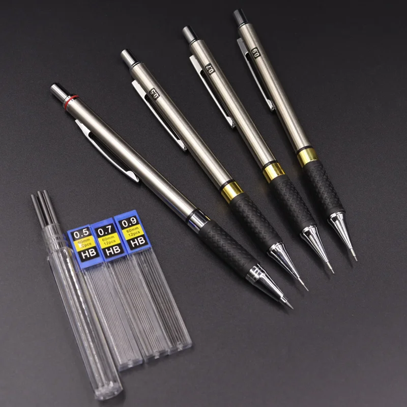 Art-Mechanical-Pencils-Set-in-Leather-Case-Metal-Drafting-Pencil-0-5-0 ...