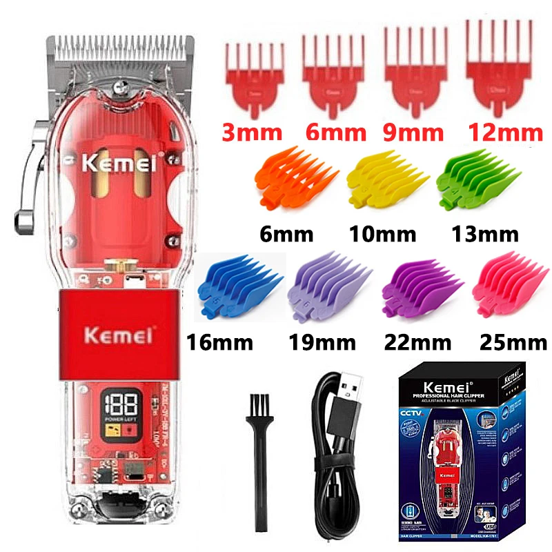 Kemei 1761 Professional Cordless Hair Clipper For Men Lithium Beard Hair Trimmer Electric Hair ...