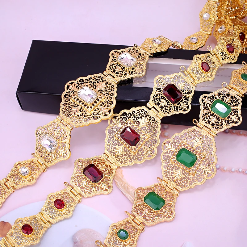 Morocco-Traditional-Wedding-Belts-Gold-Plated-Square-Rhinestone-Turkish ...