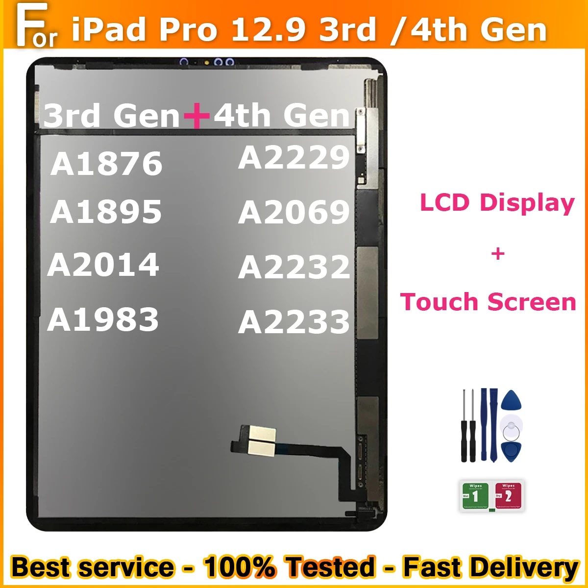 Display For iPad Pro 12.9 3rd Gen A1876 A1895 A2014 A1983+4th Gen A2229 A2069 A2232 A2233 LCD ...