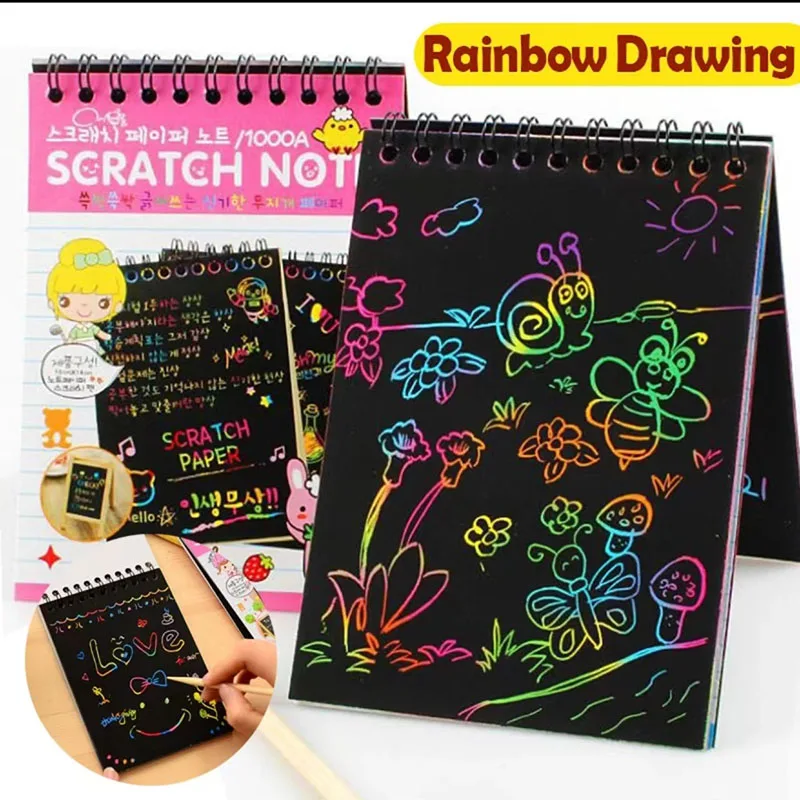 Children-DIY-Scratch-Painting-Note-Stationery-Toys-Magic-Rainbow ...