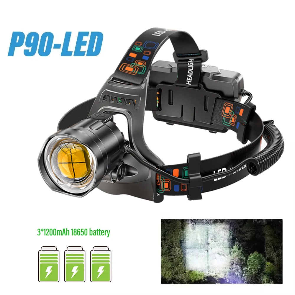 Super-Bright-LED-Headlamp-with-XHP90-Lamp-Beads-Waterproof-Headlight-Power-Display-Suitable ...